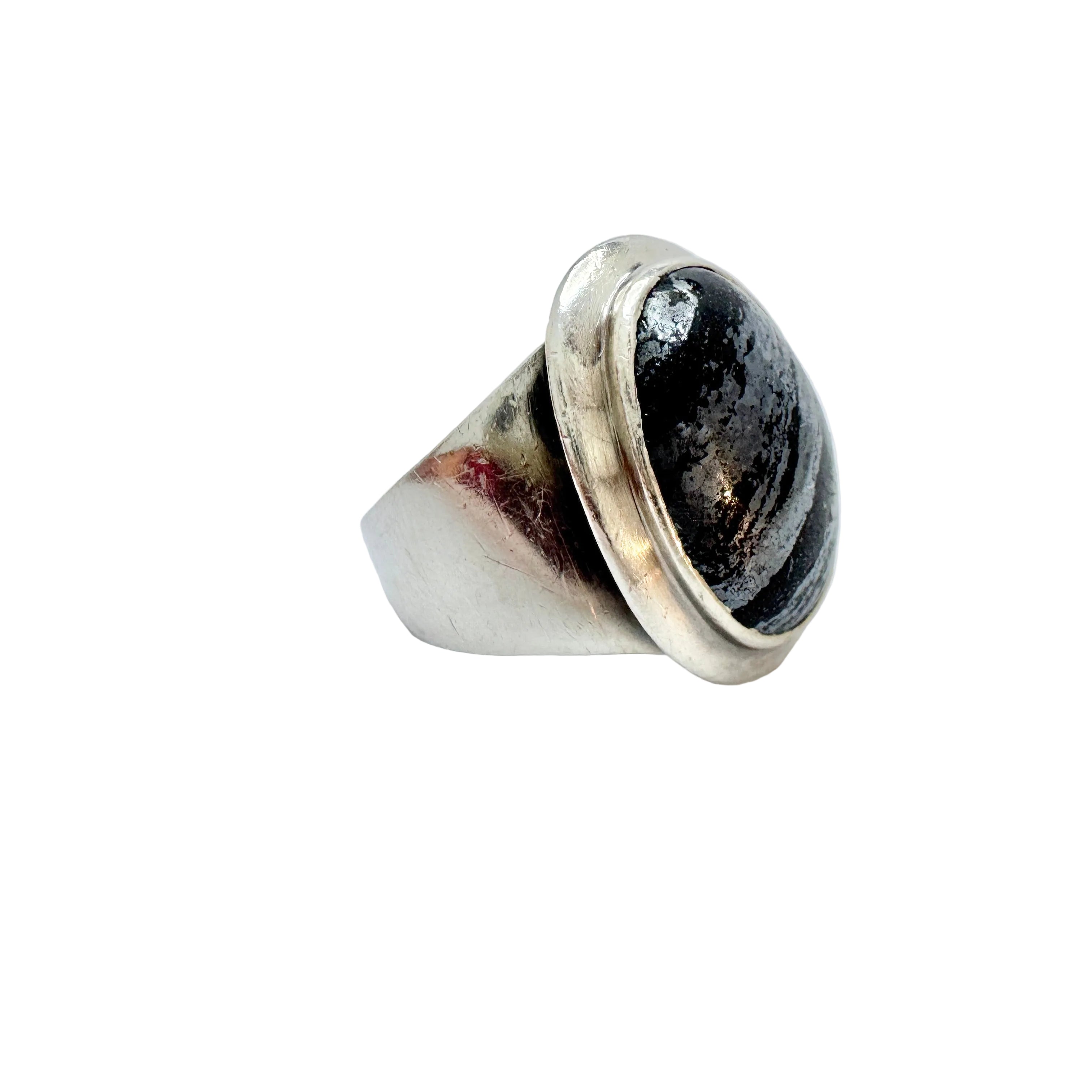Vintage Scandinavian Sterling Silver Iron Ore Ring. – T Niklasson Gallery