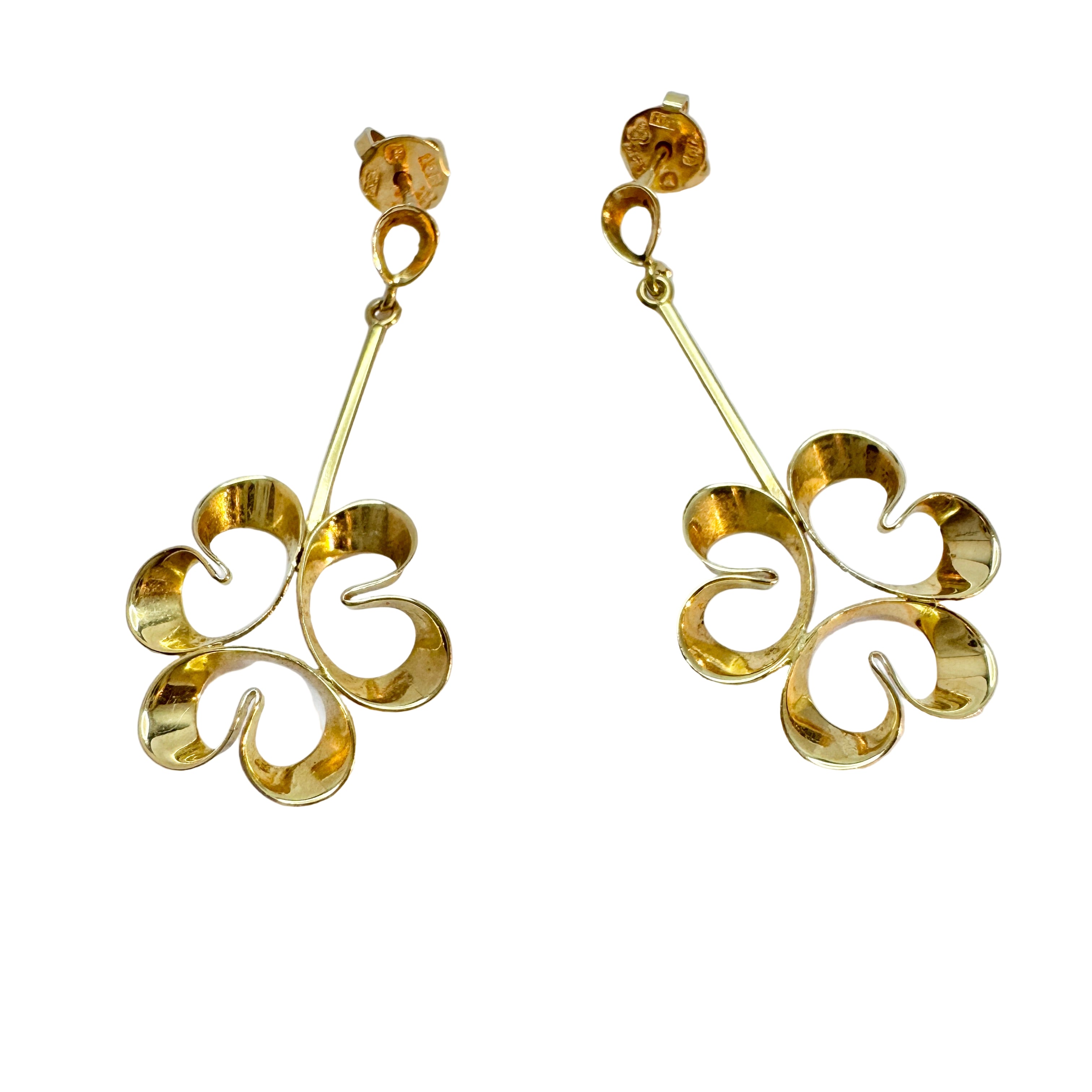 KE Palmberg for ALTON, Sweden 1970. Vintage 18k Gold Dangle Earrings ...