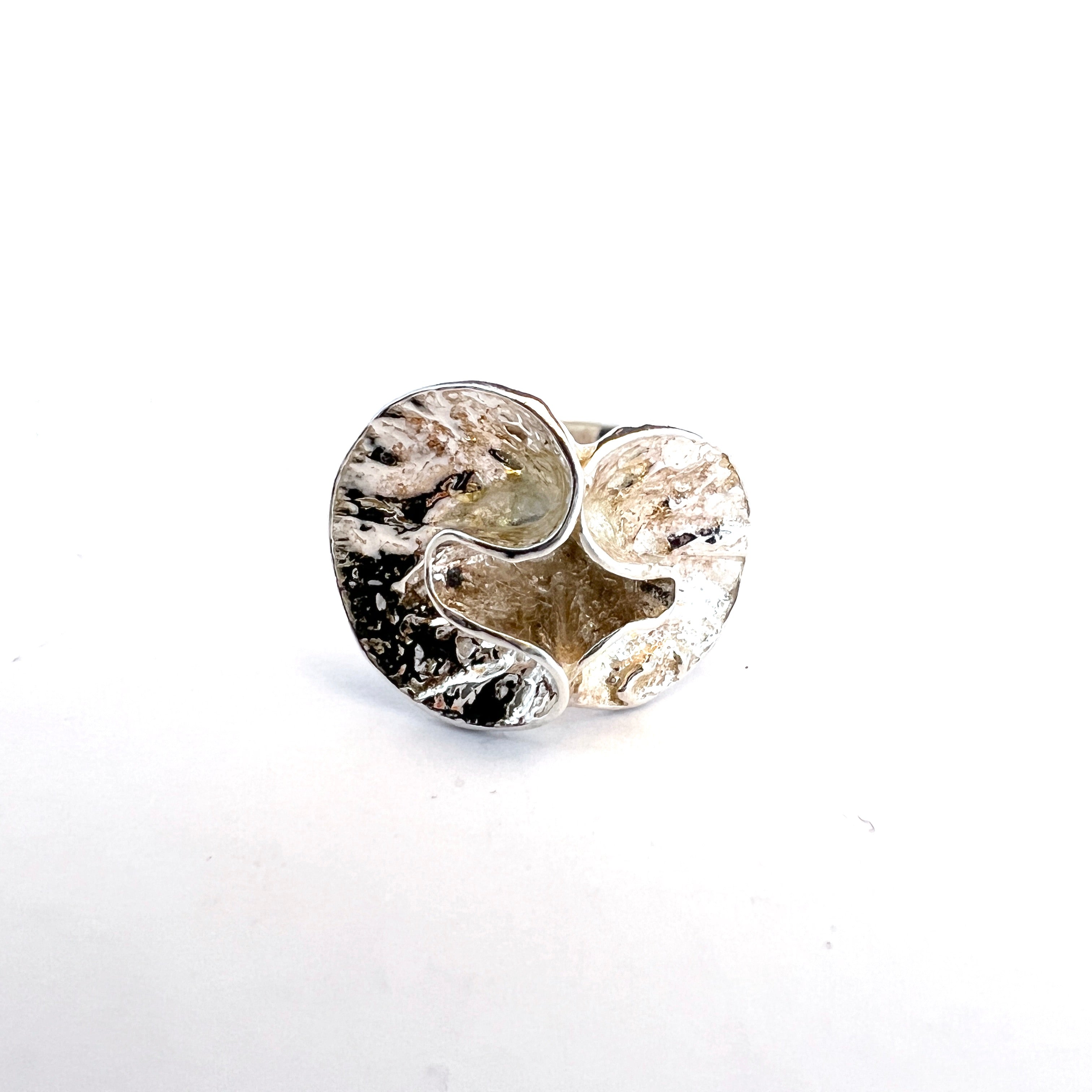 Theresia Hvorslev for MEMA 1976. Vintage Sterling Silver Water Lily Ri ...