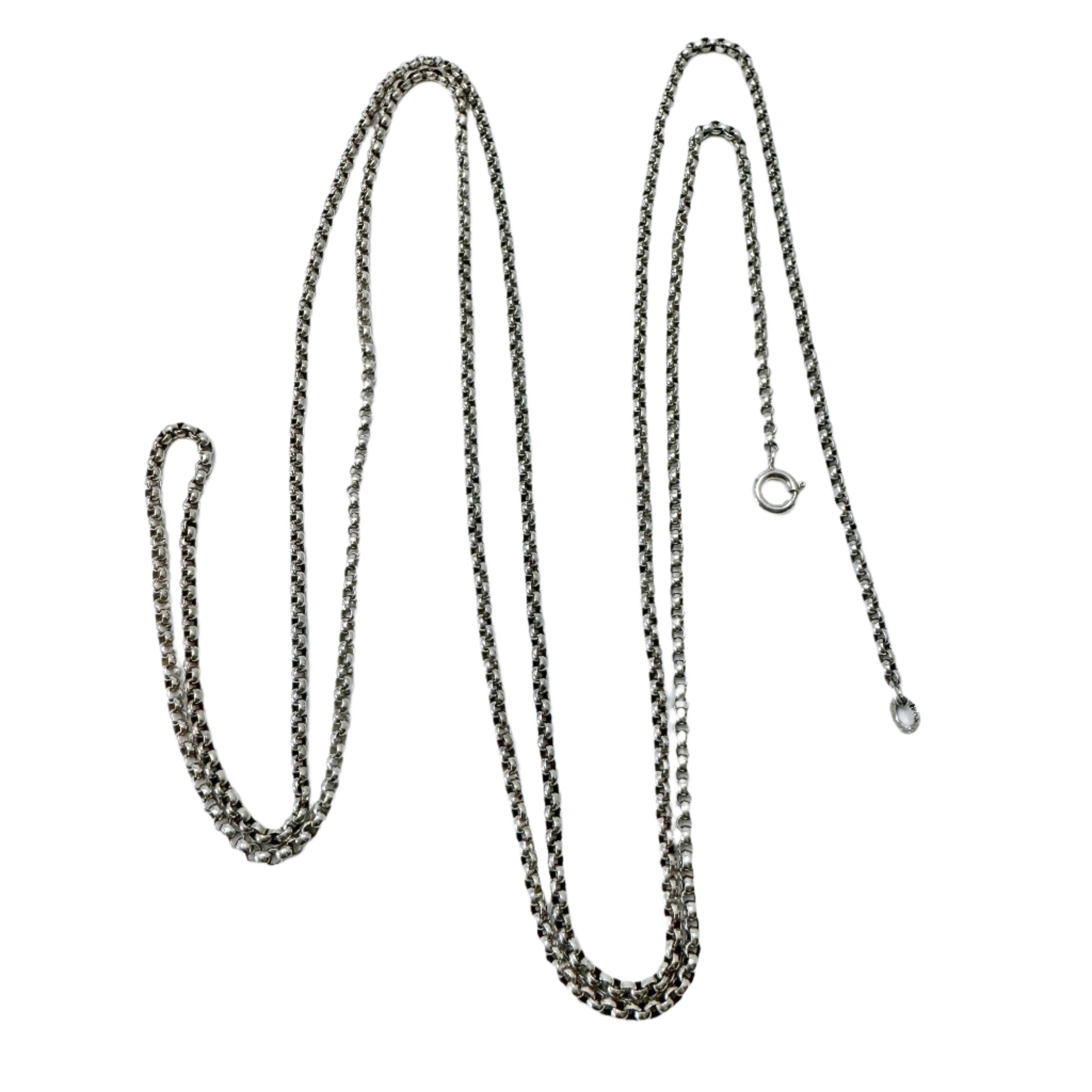Denmark c 1950s Vintage Solid Silver 47 inch Chain Necklace – T ...