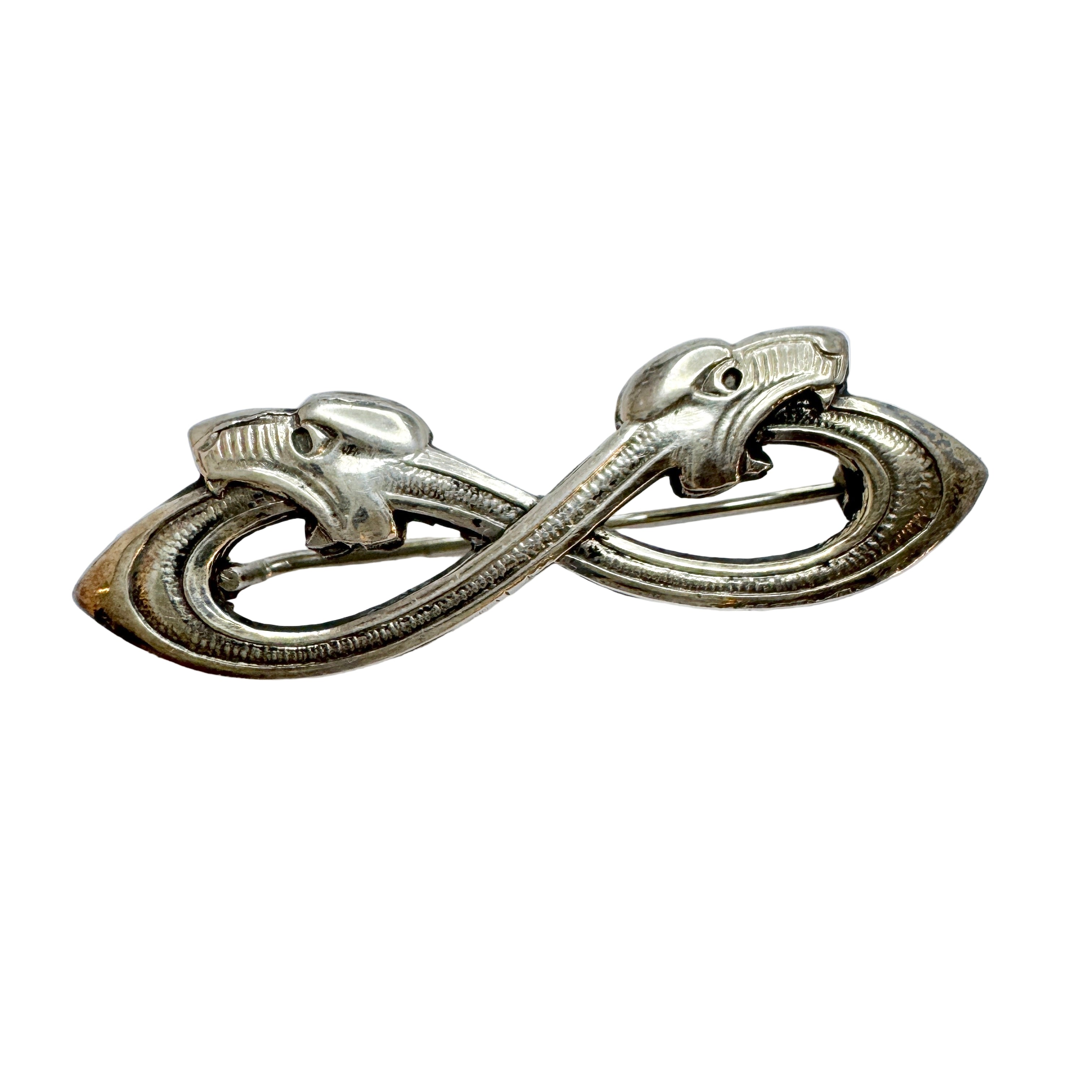 Norway early 1900s. Solid Silver Dragestil Brooch. – T Niklasson Gallery