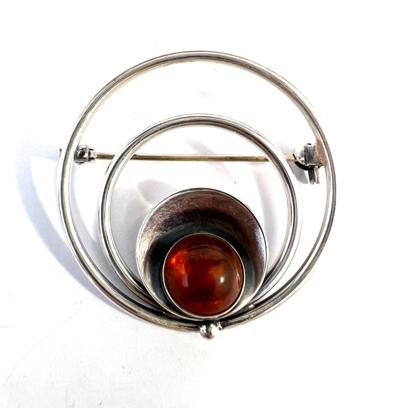 Niels Erik From, Denmark 1960s. Vintage Sterling Silver Amber Brooch ...
