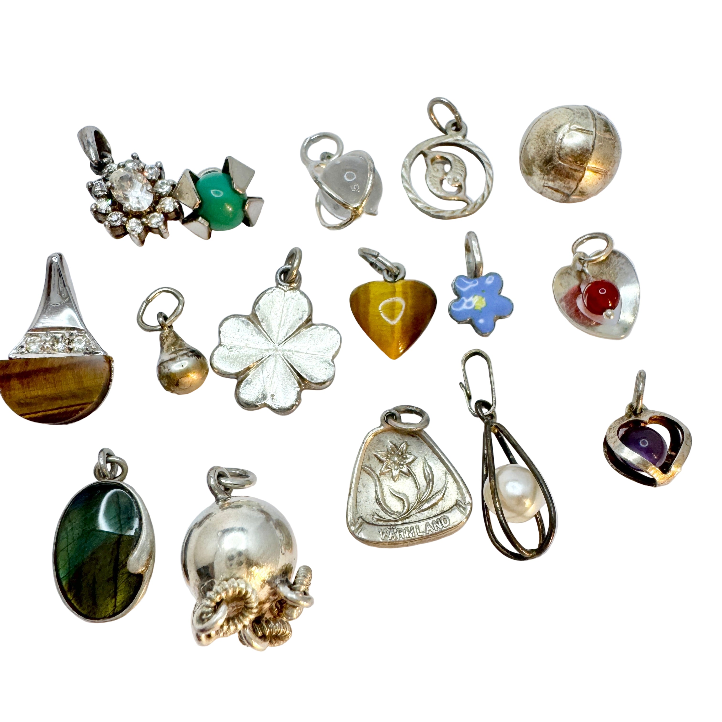 Job Lot. 16 Vintage Solid Silver Charms / Pendants. – T Niklasson Gallery