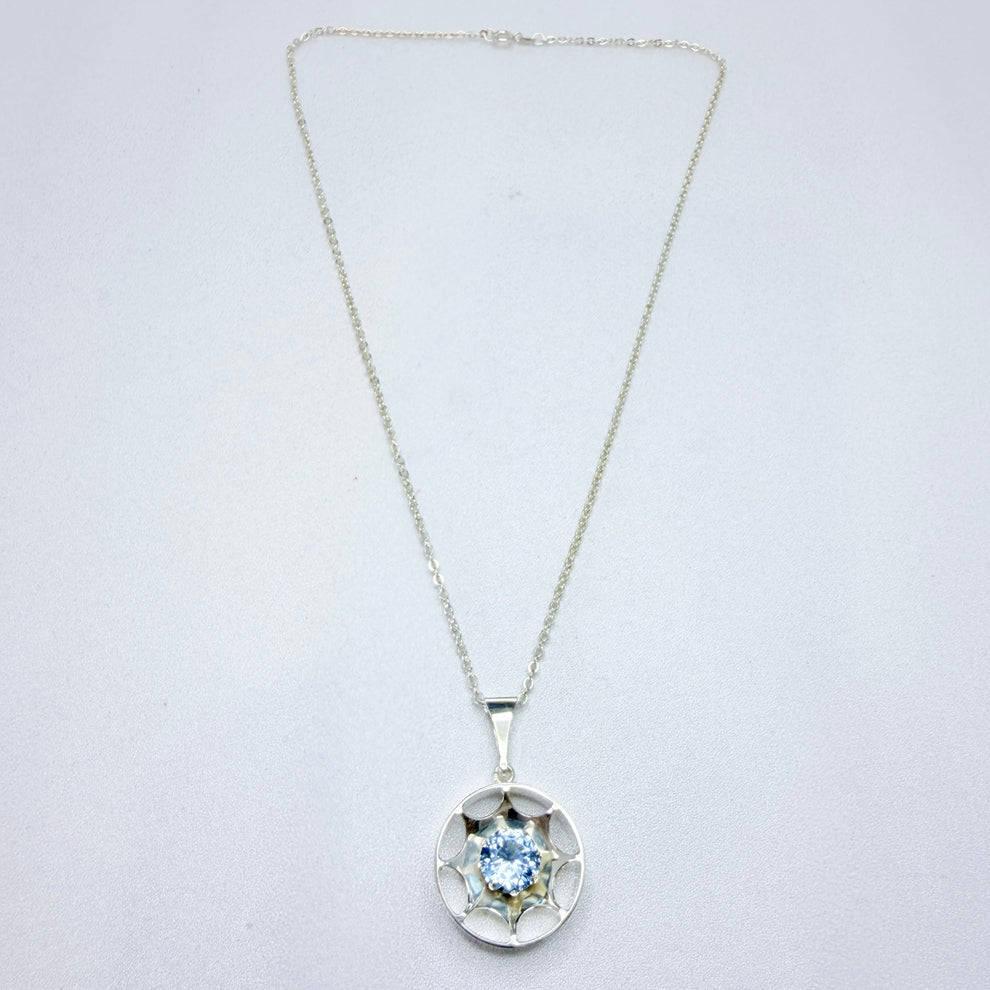 Salovaara, Finland 1970s. Vintage Solid SIlver Blue Synthetic Spinel P ...