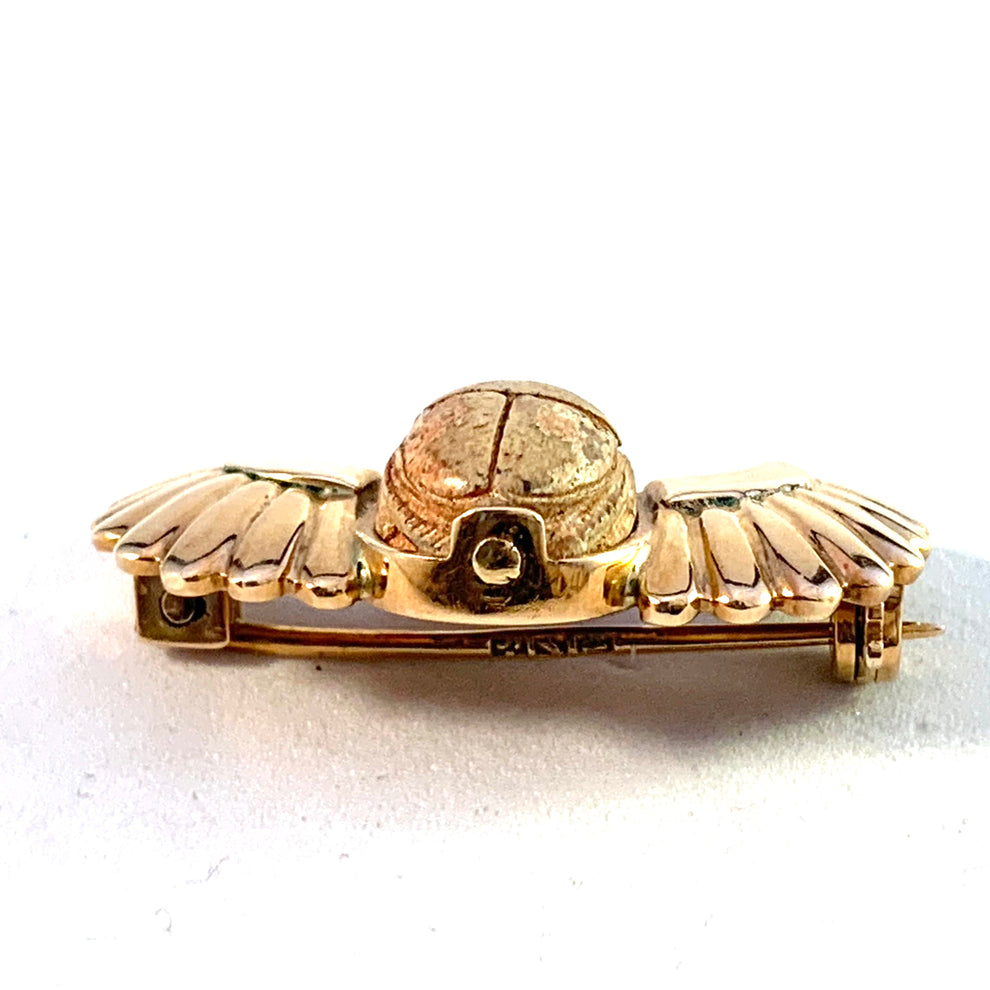 Alexandria, Egypt Mid Century 14k Gold Scarab Brooch. – T Niklasson Gallery